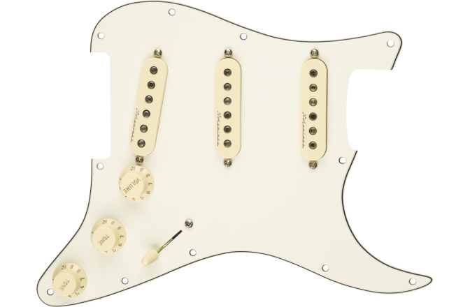 Fender Pre-Wired Strat Pickguard Hot Noiseless SSS Parchment 11 Hole PG ...