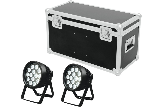 Eurolite Set 2x LED IP PAR 14x8W QCL + Case - Spoturi LED - SoundCreation